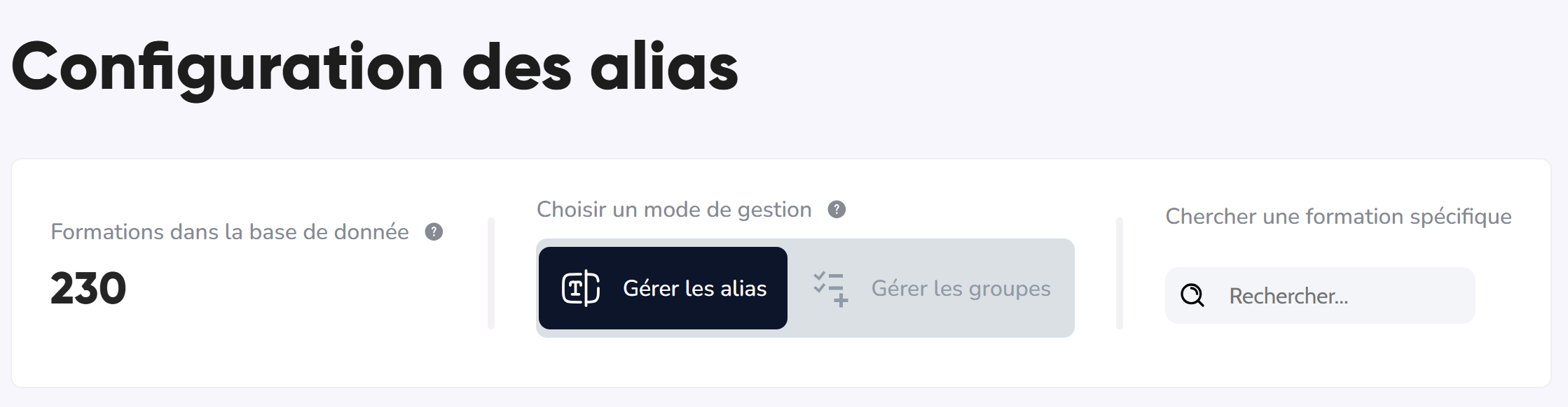 Explication des alias | Parcoursup Explorer